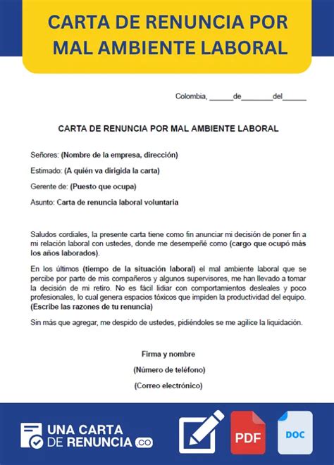 Carta De Renuncia Por Mal Ambiente Laboral Porn Sex Picture