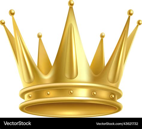 King Crown Realistic Gold Premium Symbol Mockup Vector Image