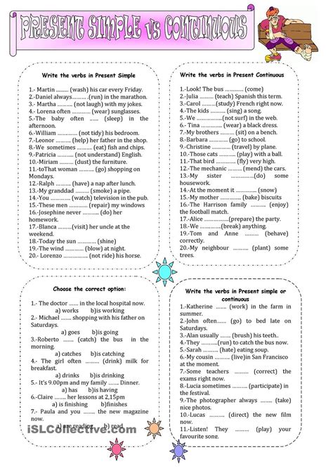 Present Simple And Present Continuous Exercises Pdf 1 Eso