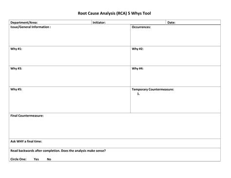 Free Printable 5 Whys Templates Excel Word PDF Editable Example