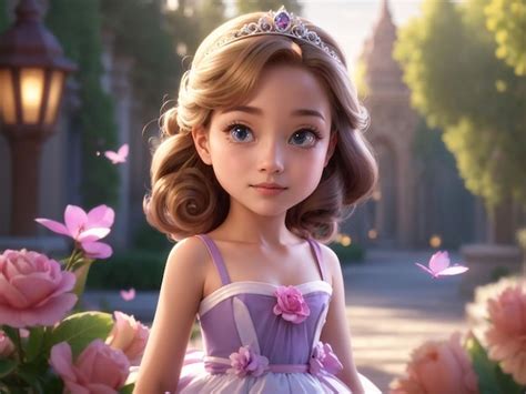 Personaje De Dibujos Animados Hermosa Princesa Linda Chica Foto Premium
