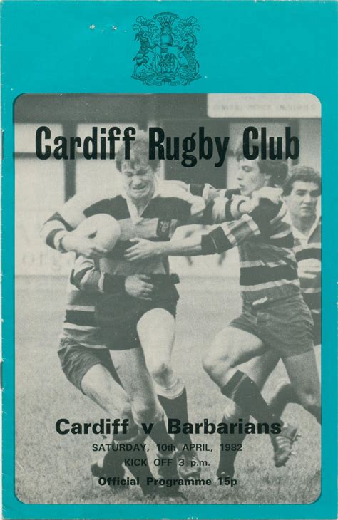Programme Cardiff V Barbarians 1982 Cardiff Rugby Museum