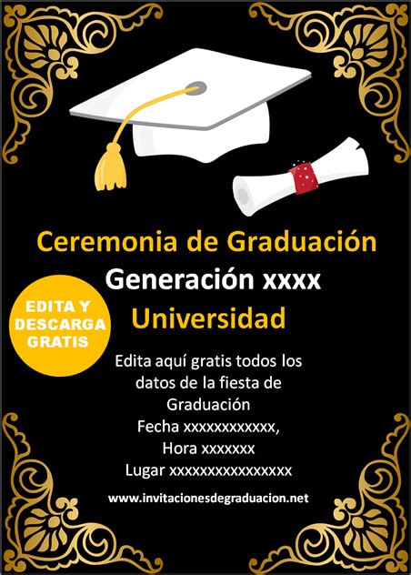 Las Mejores Invitaciones de Graduación Universitaria para editar gratis