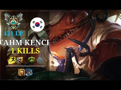 Tahm Kench Support vs Zac 1 kills 따뿅 람머스 KR Grandmaster 431 LP