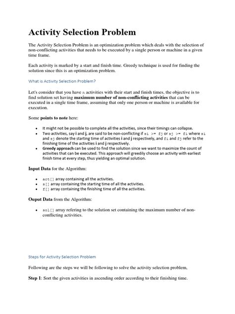 greedy algorithm activity selection problem and optimal merge pattern download free pdf