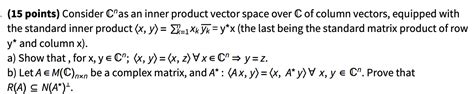 solved 15 points consider cras an inner product vector