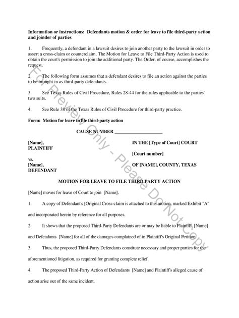 Fillable Online Information Or Instructions Defendants Motion Order