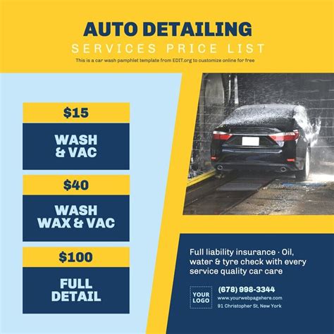 Car Detailing Price List Template Here Are The Free Price List
