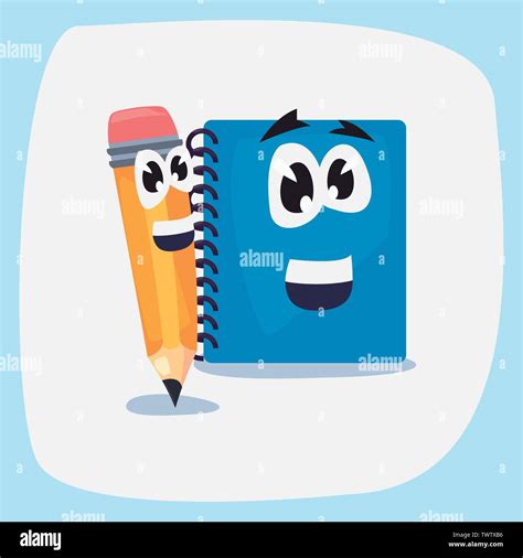 Volver a suministros escolares notebook lápiz ilustración vectorial de