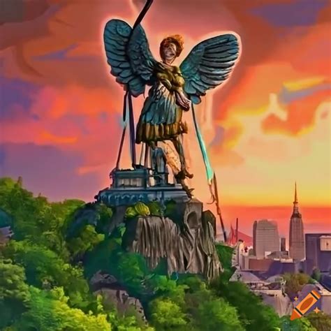 Realistic Bronze Statue Of Saint Michael The Archangel In Cleveland