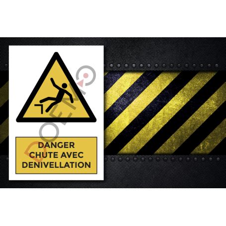 Danger chute avec dénivellation A4 PVC