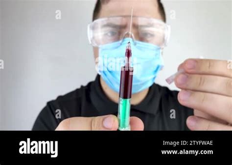 Toothbrush With Blood Closeup A Man Discovered Bleeding Gums While