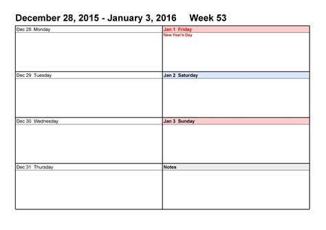 Free Printable Weekly Calendar Templates