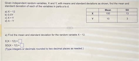 Solved Given Independent Random Variables X And Y With Chegg
