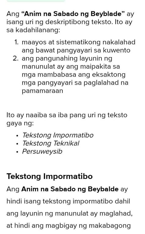 Anong Uri Ng Teksto Ang Iyong Binasa Brainly Ph