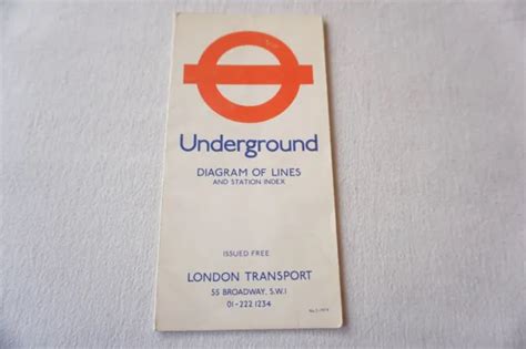 1974 NO 2 London Transport Underground Map Diagram Lines Tube Ref 874