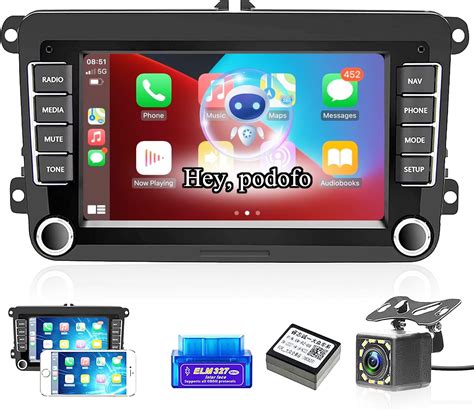 Podofo Android Autoradio mit Carplay Android Auto OBD2 für VW Passat