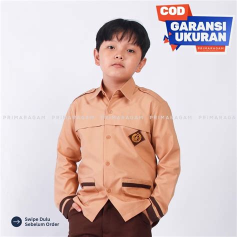Jual Seragam Kemeja Baju Pramuka Sd Sekolah Dasar Siaga Lengan Tangan