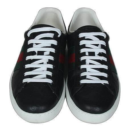 Gucci 구찌 386750 블렉 레더 삼선 로우탑 남성 스니커즈 6사이즈 광주롯데점 GUCCI 구찌 남성구두