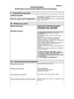 Fiche De Poste Gestionnaire Du Personnel Administratif Et Fiche