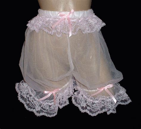Sheer Nylon Chiffon Pantaloon Panties W Lace