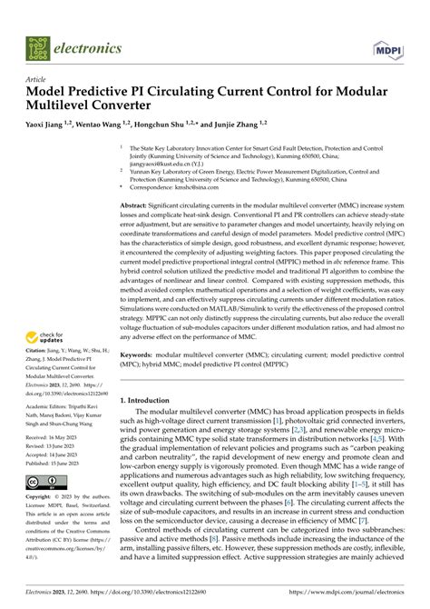 pdf model predictive pi circulating current control for modular multilevel converter