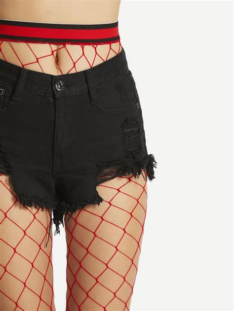 Shop Striped Trim Fishnet Tights Online Shein Offers Striped Trim