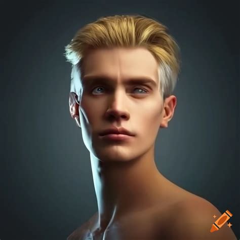 Blonde Man With Intense Gaze Calming Expression Smirk And Slightly