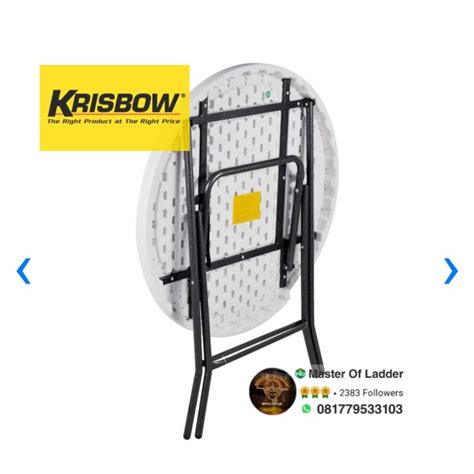 Jual Krisbow Meja Lipat Bulat 80cm Meja Teras Meja Indoor Outdoor Putih