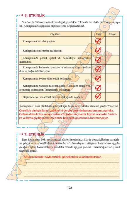 8 Sınıf Türkçe Ders Kitabı Sayfa 98 99 100 101 102 103 Cevapları