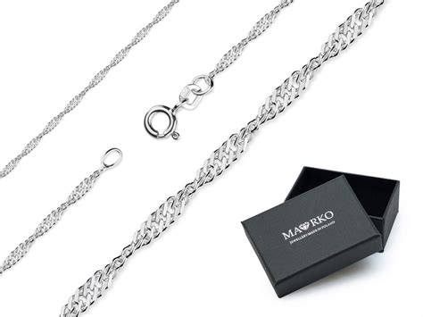 SREBRNY ŁAŃCUSZEK DAMSKI pr 925 SINGAPUR 38cm 9857795145 Allegro pl