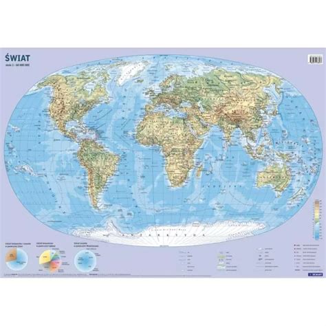ŚWIAT MAPA ŚCIENNA FIZYCZNA I KONTUROWA PLANSZA EDUKACYJNA