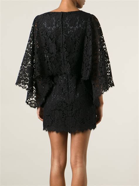 Lyst Dolce Gabbana Floral Lace Mini Dress In Black