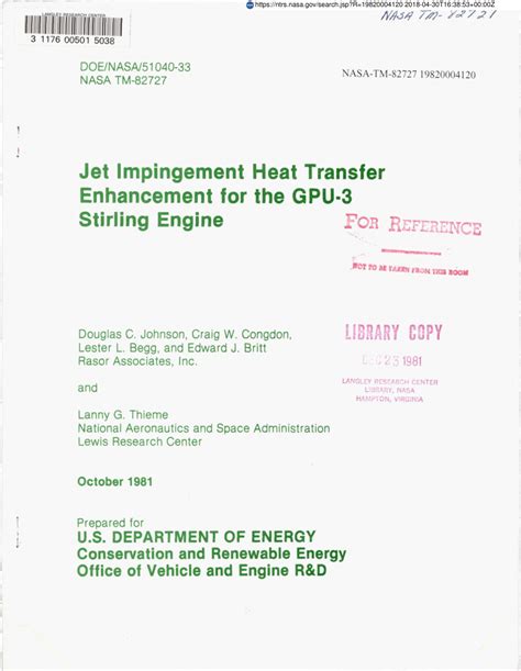 pdf jet impingement heat transfer enhancement for the gpu 3 stirling engine