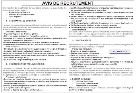 Une Institution De Microfinance Du Togo Recrute 01 Assistant E De