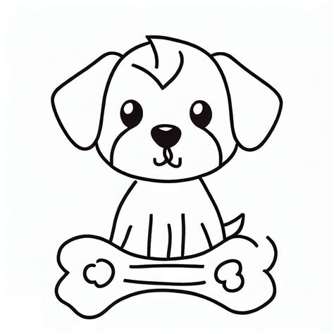 Coloriage Un Chien Mignon et Un Os de Chien télécharger et imprimer
