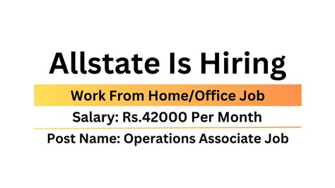 Allstate Is Hiring Work From Home Office Operations Associate Job