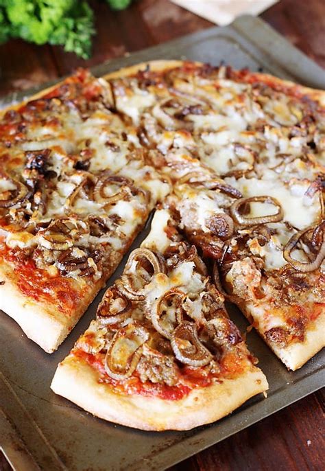 Sausage Balsamic Caramelized Onion Pizza A Homemade Whole Wheat