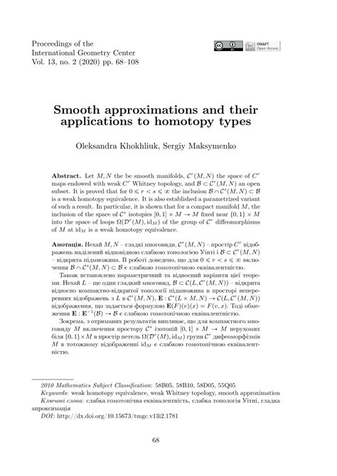 pdf smooth approximations and their applications to homotopy types