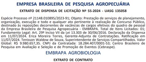 Cebraspe é a banca do novo concurso Embrapa