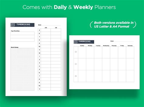 TIMEBOXING Digital Planner Daily Weekly Format Time Box Planner Digital