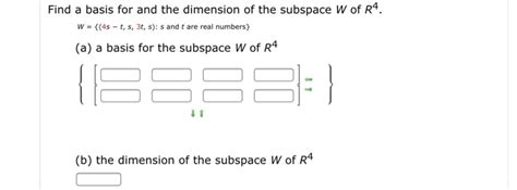 solved find a basis for and the dimension of the subspace w