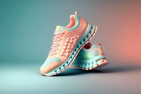 Premium Photo Sport Shoes Pastel Color D Render Style Generative Ai