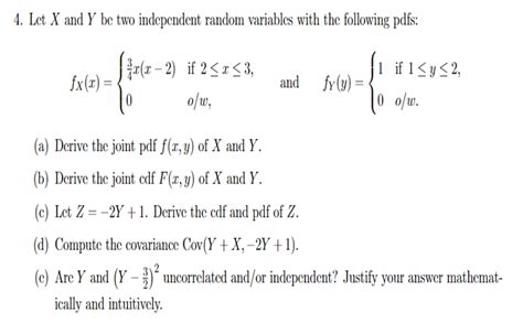 solved 4 let x and y be two independent random variables with the 1 answer transtutors