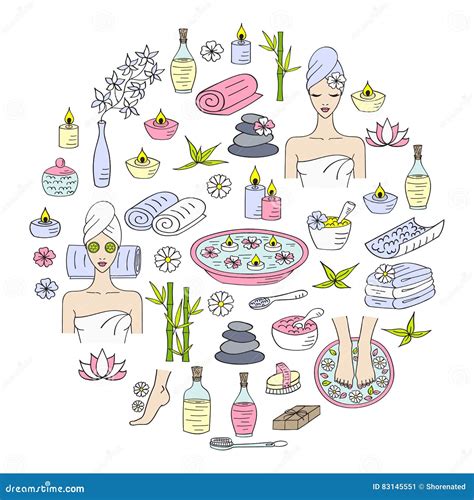 Spa Hand Drawn Doodle Icons Stock Vector Illustration Of Doodle