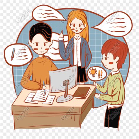 手繪卡通努力工作奮鬥場景小插畫PSD圖案素材免費下載圖片尺寸2000 2000px Lovepik