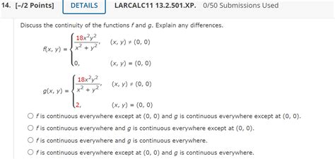 solved discuss the continuity of the functions f and g