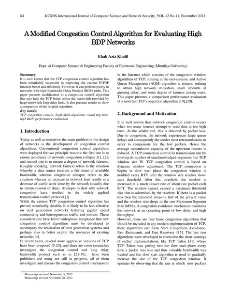 pdf a modified congestion control algorithm for evaluating high bdp networks