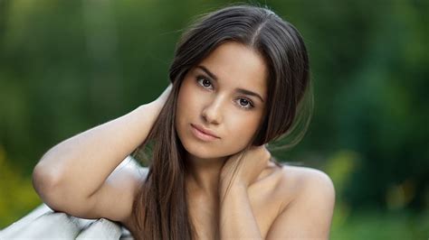 Hd Wallpaper Topless Woman Women Face Model Bare Shoulders