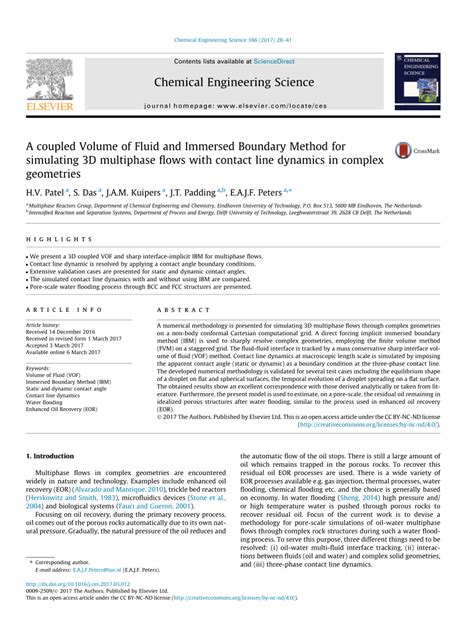 pdf a coupled volume of fluid and immersed boundary method for simulating 3d multiphase flows